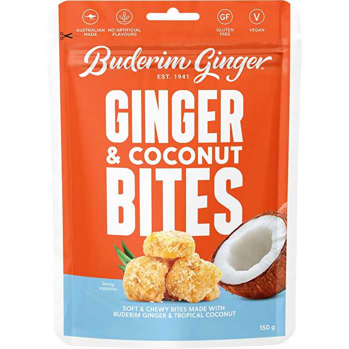 Buderim Ginger Ginger & Coconut Bites Soft & Chewy Bites 150g – Fresh ...