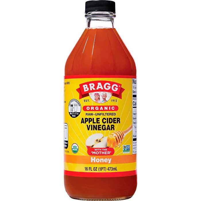 Bragg Apple Cider Vinegar & Honey Unfiltered with The Mother 473ml ...