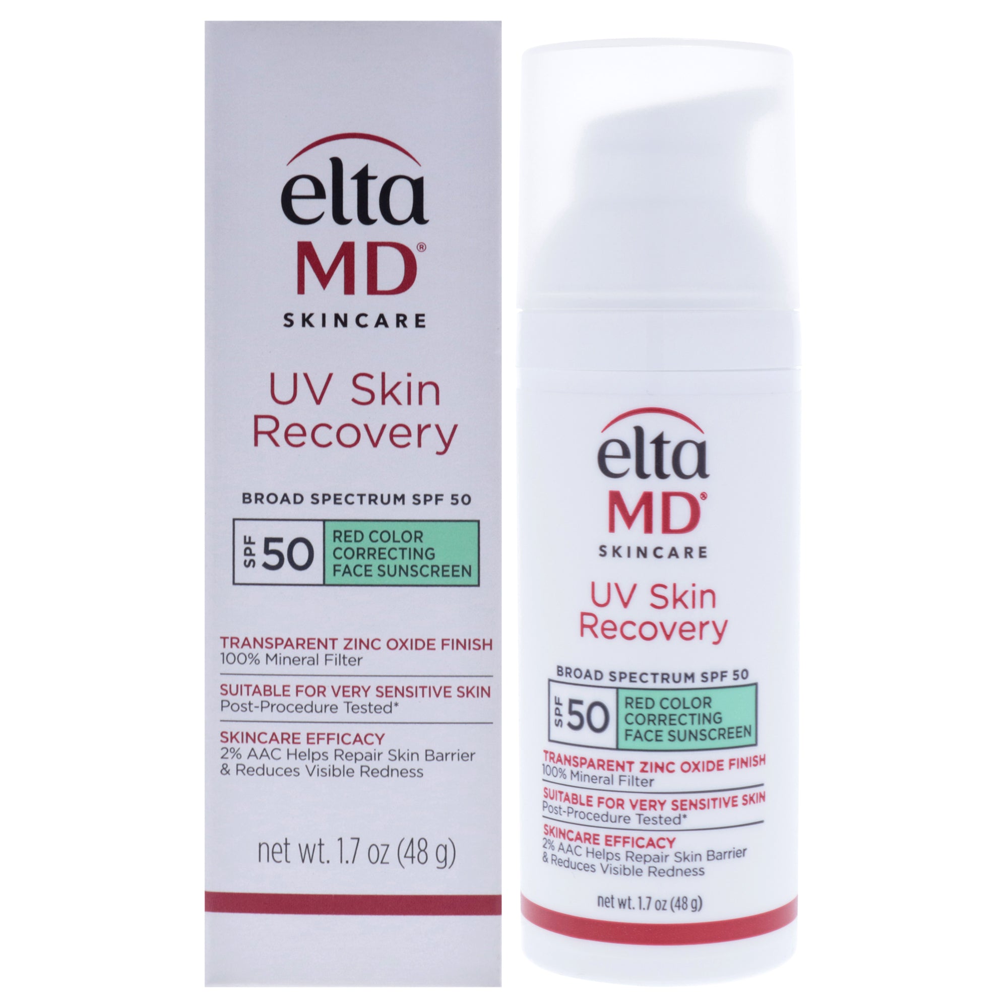 EltaMD UV Skin Recovery Red Color Correcting Green Tint Face Sunscreen ...