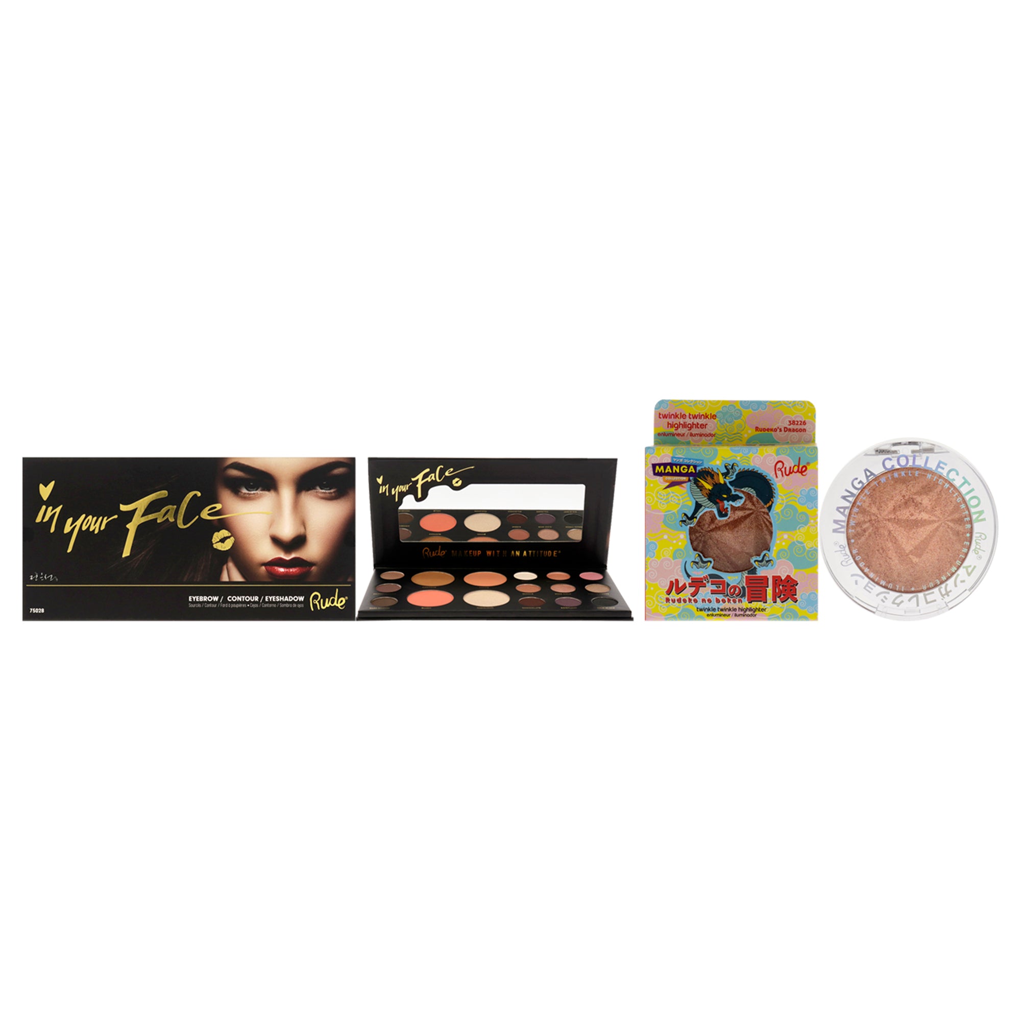Rude Cosmetics In Your Face 3-in-1 Palette With Manga Collection ...
