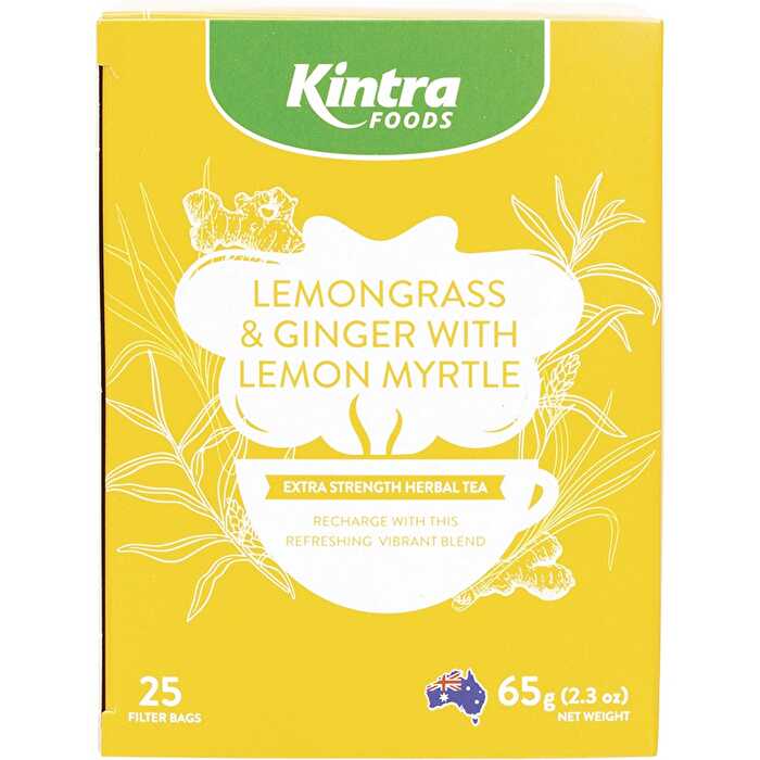 Kintra Foods Herbal Tea Bags Lemongrass & Ginger with Lemon Myrtle 25pk ...