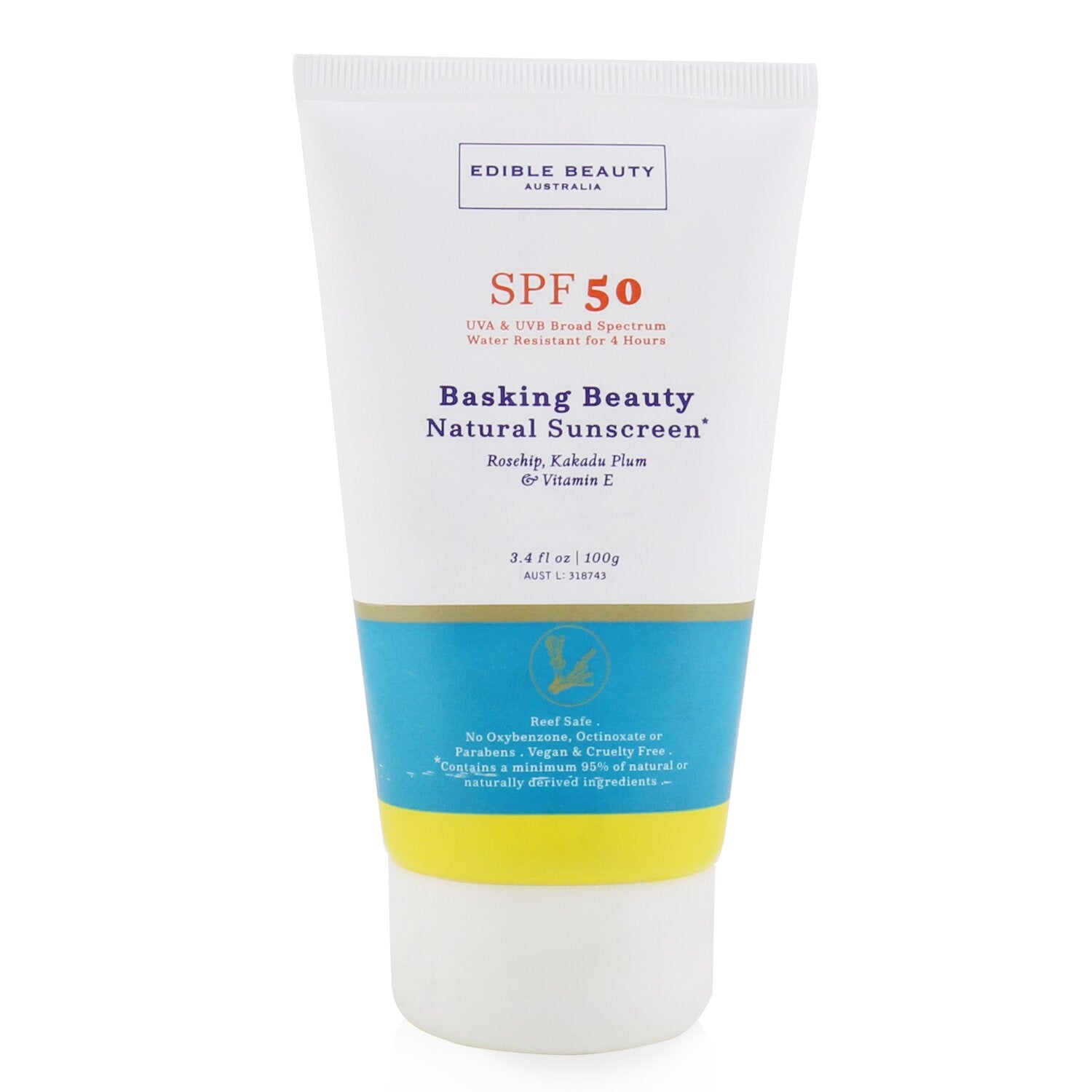 Edible Beauty Basking Beauty Natural Sunscreen SPF 50 100g/3.4oz ...