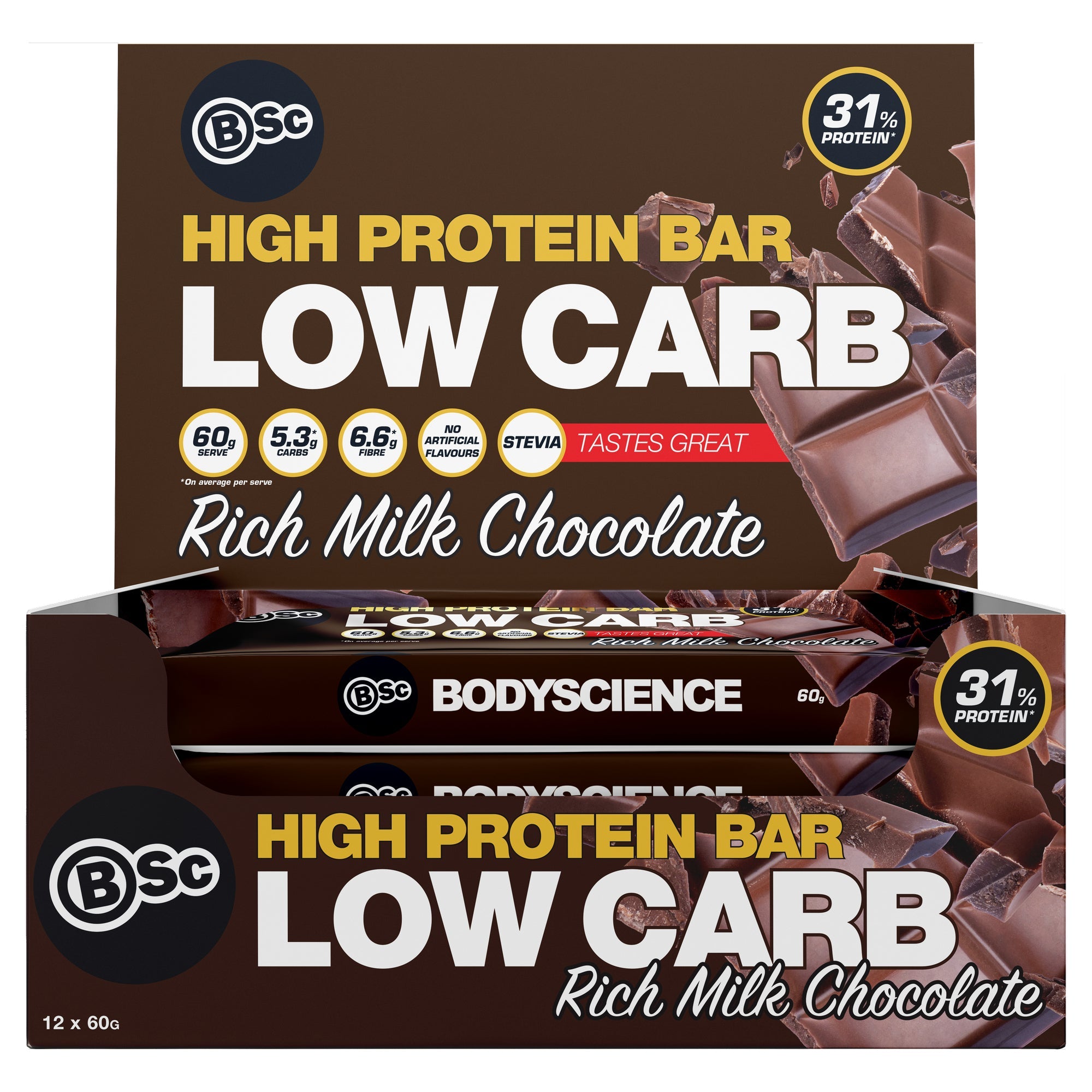 Body Science High Protein Bar 60g - Rich Milk Chocolate 12 Box – Fresh ...
