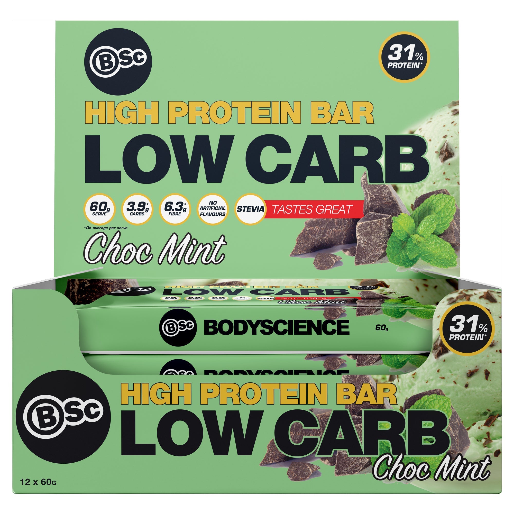 Body Science High Protein Bar 60g - Choc Mint 12 Box – Fresh Beauty Co ...