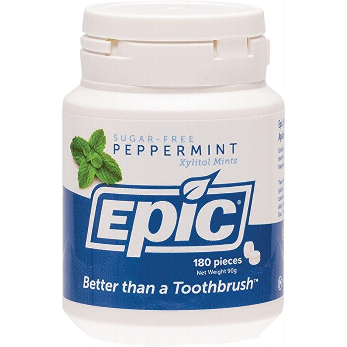 Epic Dental Epic Xylitol Dental Mints Peppermint Tub 180pc – Fresh ...