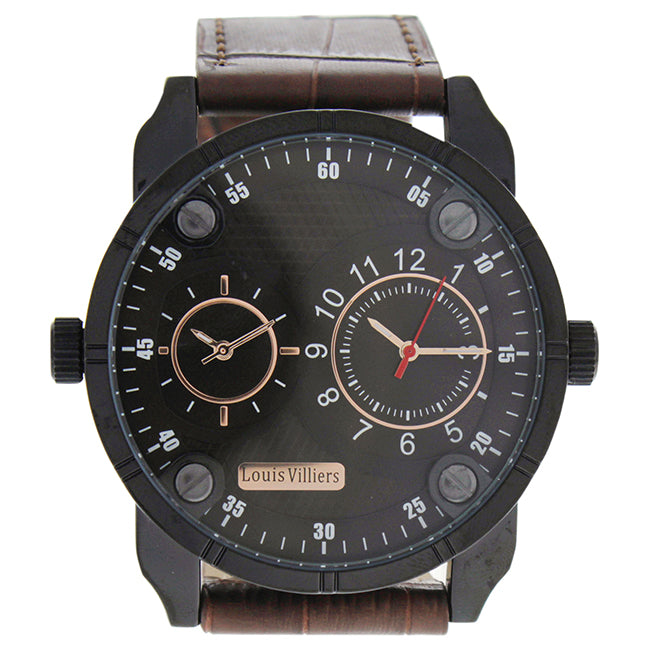 Louis Villiers AG3736-12 Black/Brown Leather Strap Watch by Louis Vill ...